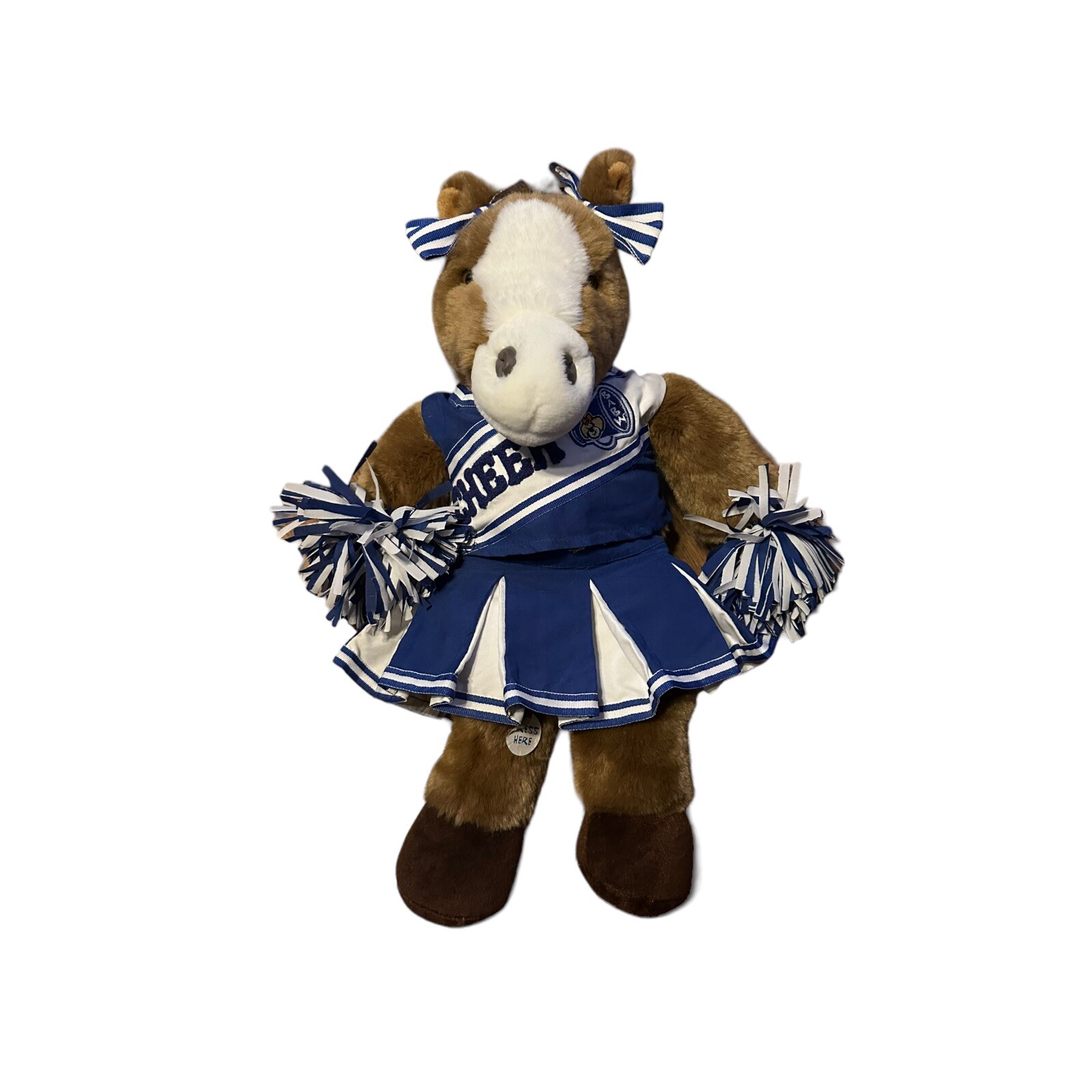 Build A Bear Horse Brown White W/Blue Cheer Leader Outfit Pom Plush ...