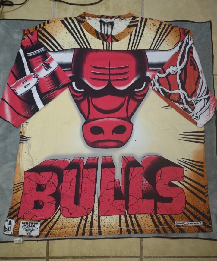 Rare Vintage MAGIC JOHNSON Chicago Bulls All Over Pri… - Gem