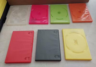 LOT OF 18 MULTI COLORED PLASTIC DVD AND GAME CASES USED BUT IN GOOD ...