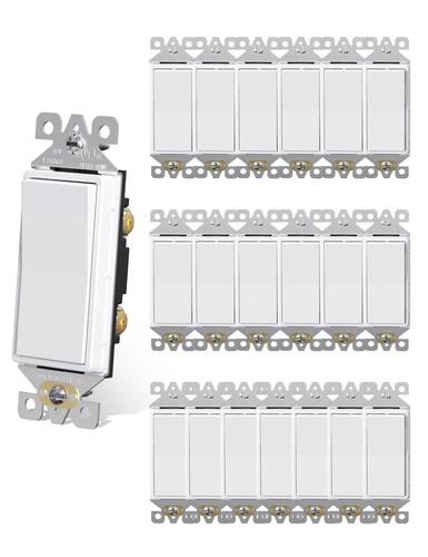 20 Pack Light Switch Single Pole Light Switch Square Rocker Switch ...