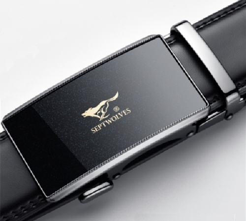Septwolves Men waist belt cow leather Auto lock Buckle black 711197295 ...