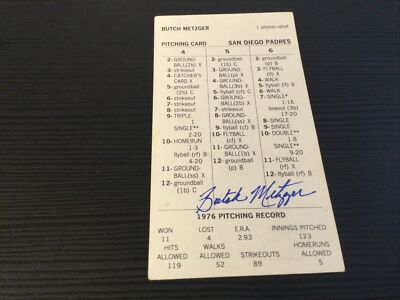 STRAT-O-MATIC Signed Card Butch Metzger 1976 Padres | eBay