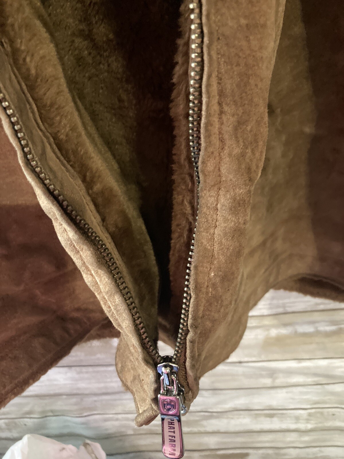 Phat Farm leather jacket 4XL Faux Fur Lined Heavy Warm Suede Brown Coat ...