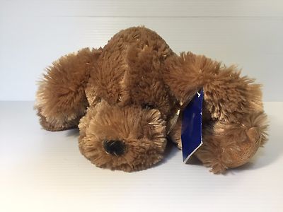STUFFED BROWN DOG,SOFT plush dog,stuffed brown puppy,dog with ribbon ...