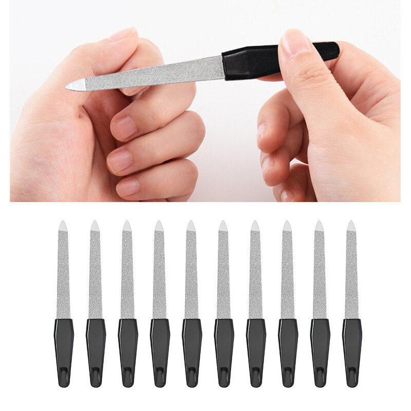 5" METAL SMALL NAIL FILE DIAMOND DUSTED COARSE NAIL FILES MANICURE ...