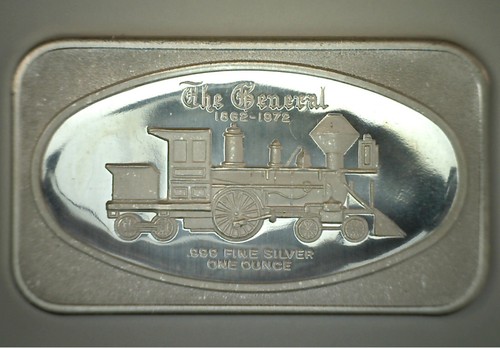 The General Train 1862-1972 Silver .999 Art Bar Unmarked Madison Mint ...