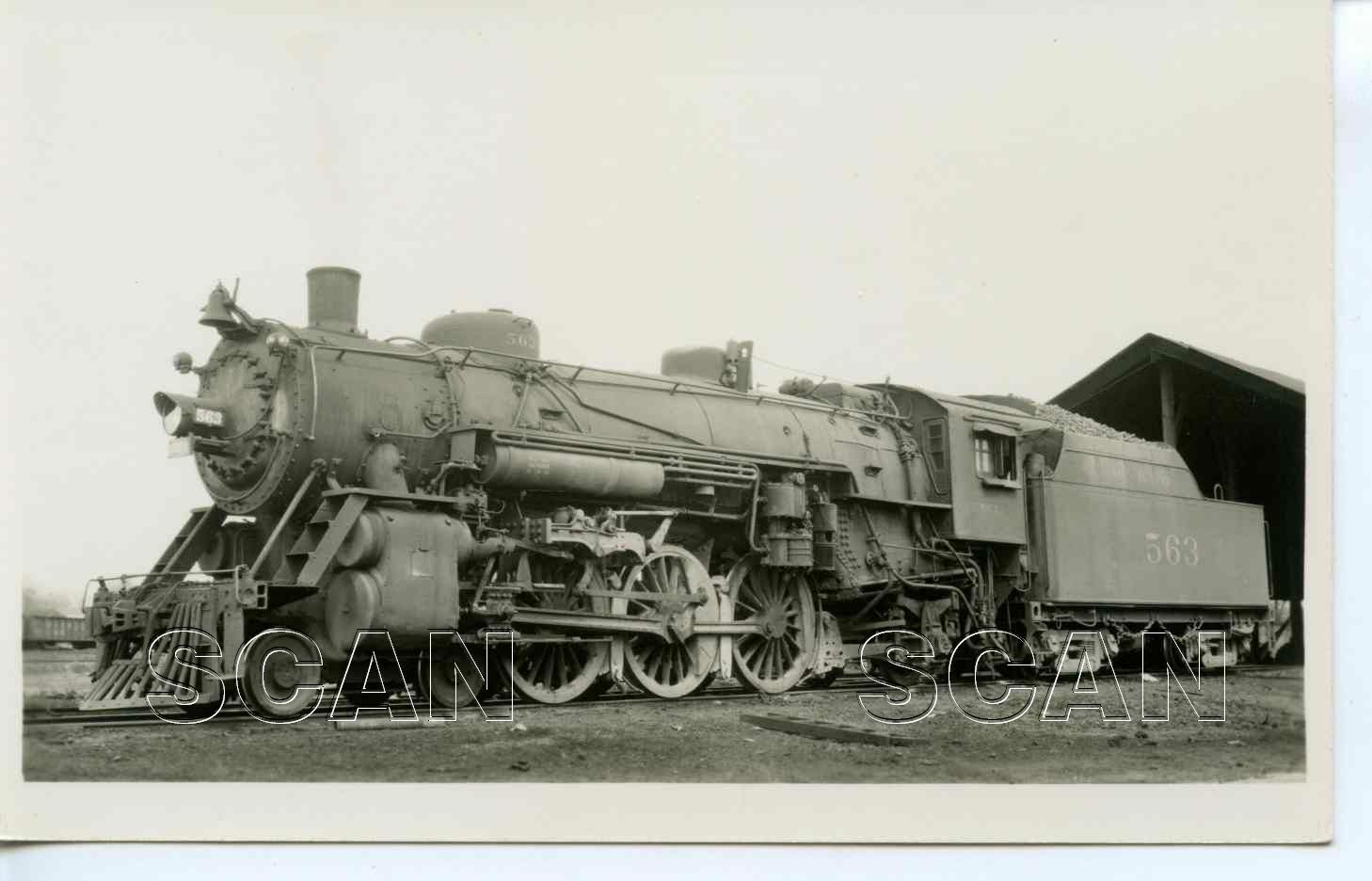 0A376 RPPC 1947 GULF MOBILE & OHIO RAILROAD 4-6-2 LOCO #563 JACKSON MS ...
