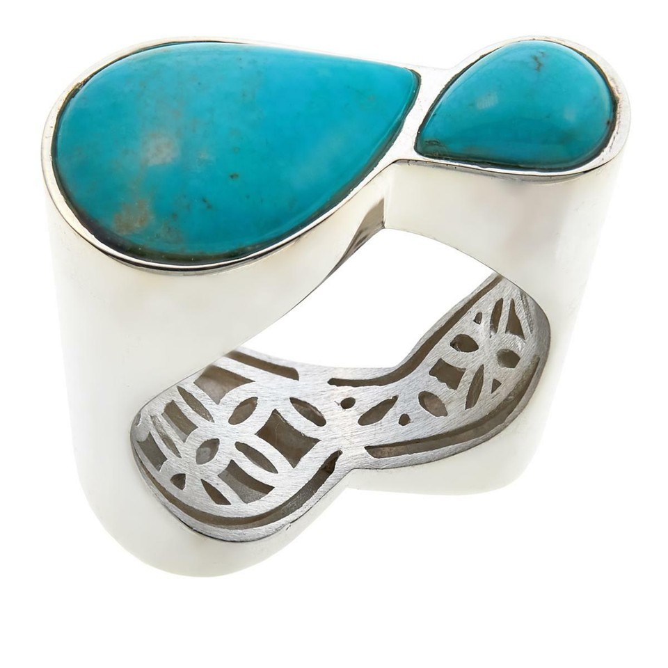 Jay King Sterling Silver 2Stone Turquoise Hill Turquoise Ring. Size 6 ...