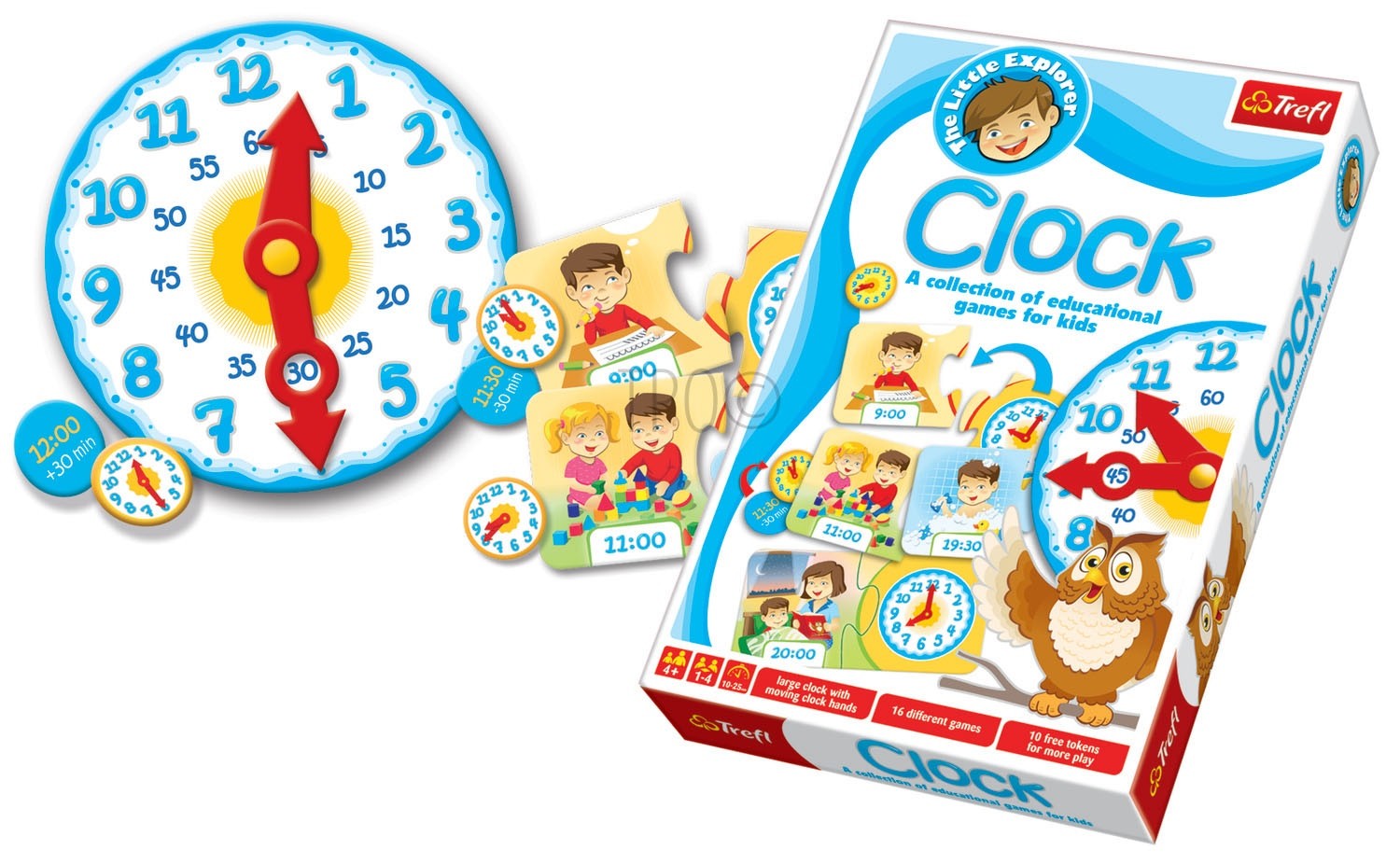 Educational Clock Game Childrens Learn To Tell The Time Card Toy ...