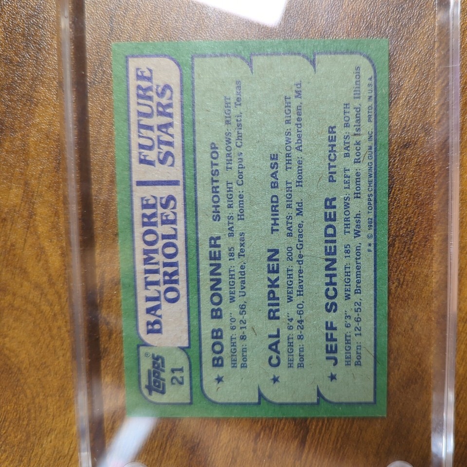 1982 Topps - Future Stars #21 Cal Ripken, Jeff Schneider, Bobby Bonner ...