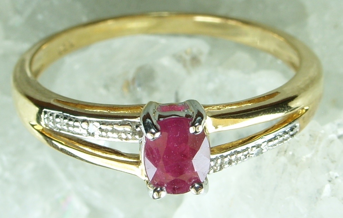 NEW 9CT Plated, Solid 925 Sterling Silver Natural Ruby & Diamond Ring ...