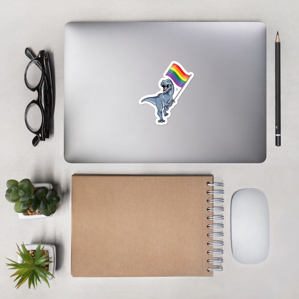 Pride Dinosaur Sticker 4x4 LGBT Flag Gay Lesbian Bisexual Transgender ...