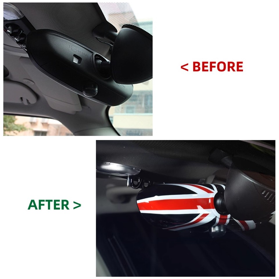 Interior Mirror Cap Cover Black Union Jack For Mini R55 R56 R57 R58 R59 ...