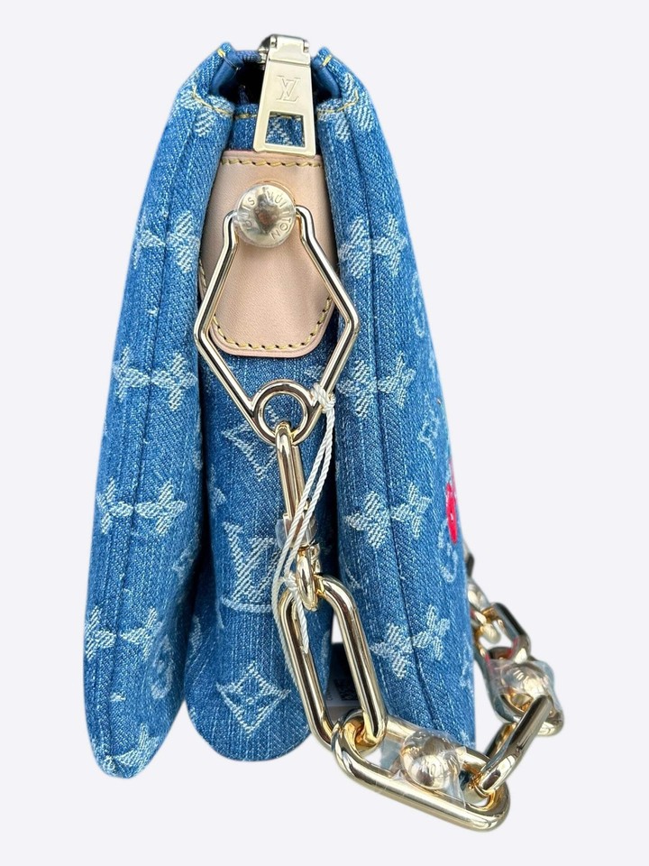 Louis Vuitton Takashi Murakami Blue Cherry Monogram Denim Coussin PM | eBay