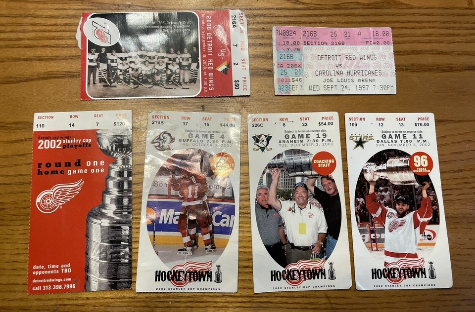 NHL Detroit Red Wings Ticket Stub Lot 97-02 Playoffs Lot Of 6 | eBay