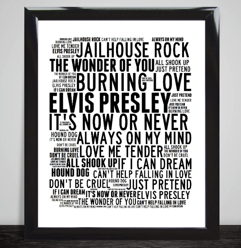 Elvis Presley Word Art Print Song Music Titles Lyrics Just Pretend ...