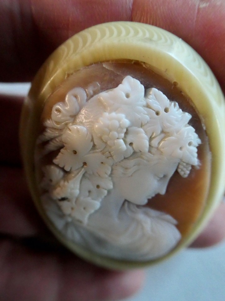 Extraordinary huge antique Victorian carved shell relief cameo ...