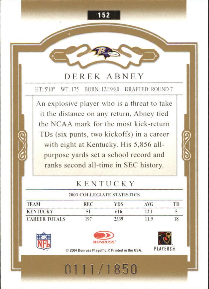 2004 Donruss Classics #152 Derek Abney RC /1850 - NM-MT | eBay