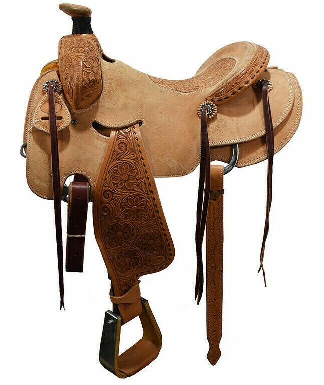 Western hot seat wade saddle 16" on Eco leather buffalo natural drum ...