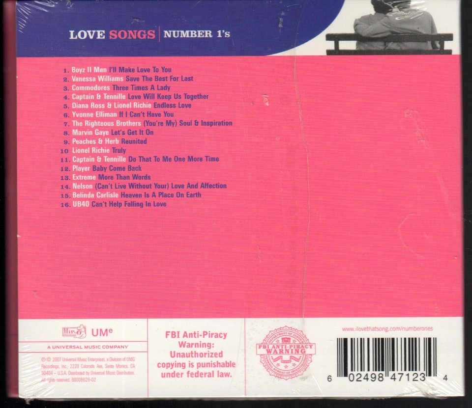 Love Songs Number 1's by Various Artists (CD, 2007) Brand New Factory ...
