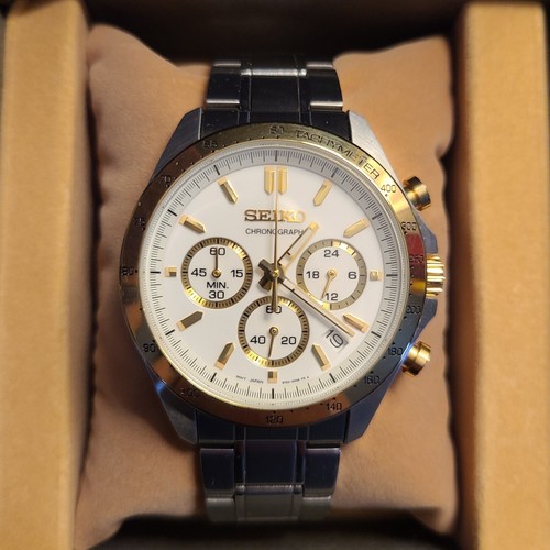 Seiko Spirit SBTR024 Chronograph White Dial Stainless Steel Men's Watch ...