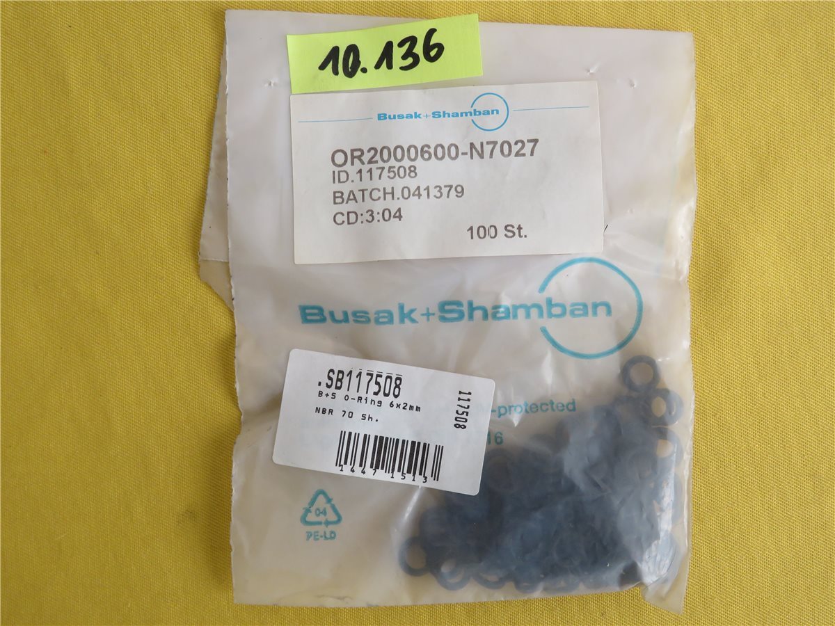 5 x O Ring Busak+Shamban 6 x 2 mm - OR2000600-N7027 Dichtring NBR 70 O ...