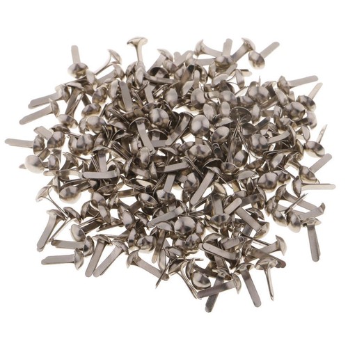 200pcs Silver Metal Round Head Paper Fasteners Brads for Scrapbook DIY ...