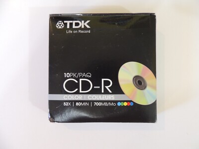 box of 10 TDK CD-R 80 minutes 700 mb colors brand new in package | eBay