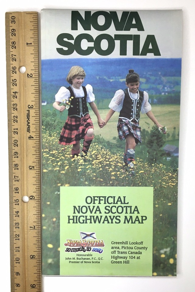 Nova Scotia Highway Road Map 1987 Canada Kids at Greenhill Lookoff Area ...