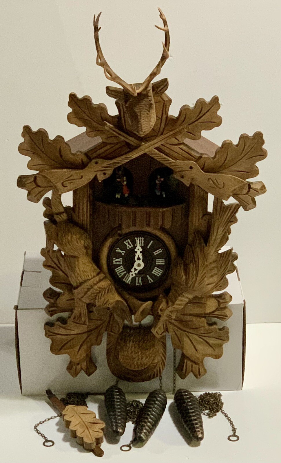 Black Forest Hunter Large H-Carved German Working Cuckoo Clock January ...