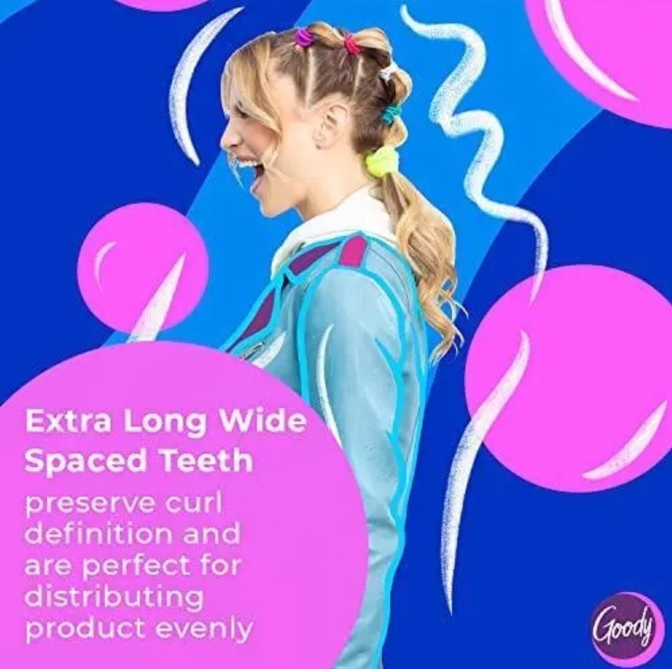 New GOODY Total Texture Detangling Comb Wide Spaced Teeth Preserve Curl ...