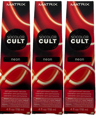 3 Matrix SOCOLOR CULT SEMI PERMANENT Hair Color 4 oz ea NEON RED | eBay