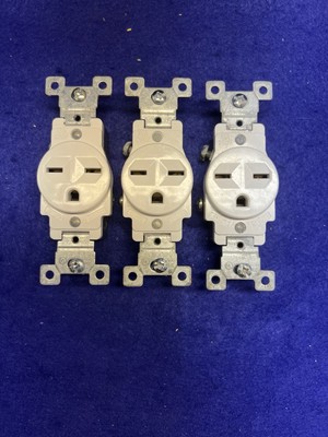 Lot of 3 New old Stock NEMA 6-15R White 15 Amp 250 Volt Outlet ...