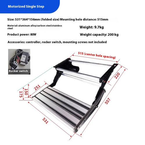 RV Electric Step Trailer Single Folding Manual Foot Pedal Conversion ...