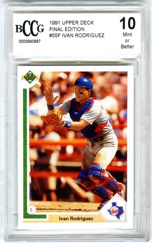 IVAN RODRIGUEZ~1991 UPPER DECK FINAL ED BCCG-10 MINT+ GRADED ROOKIE RC ...