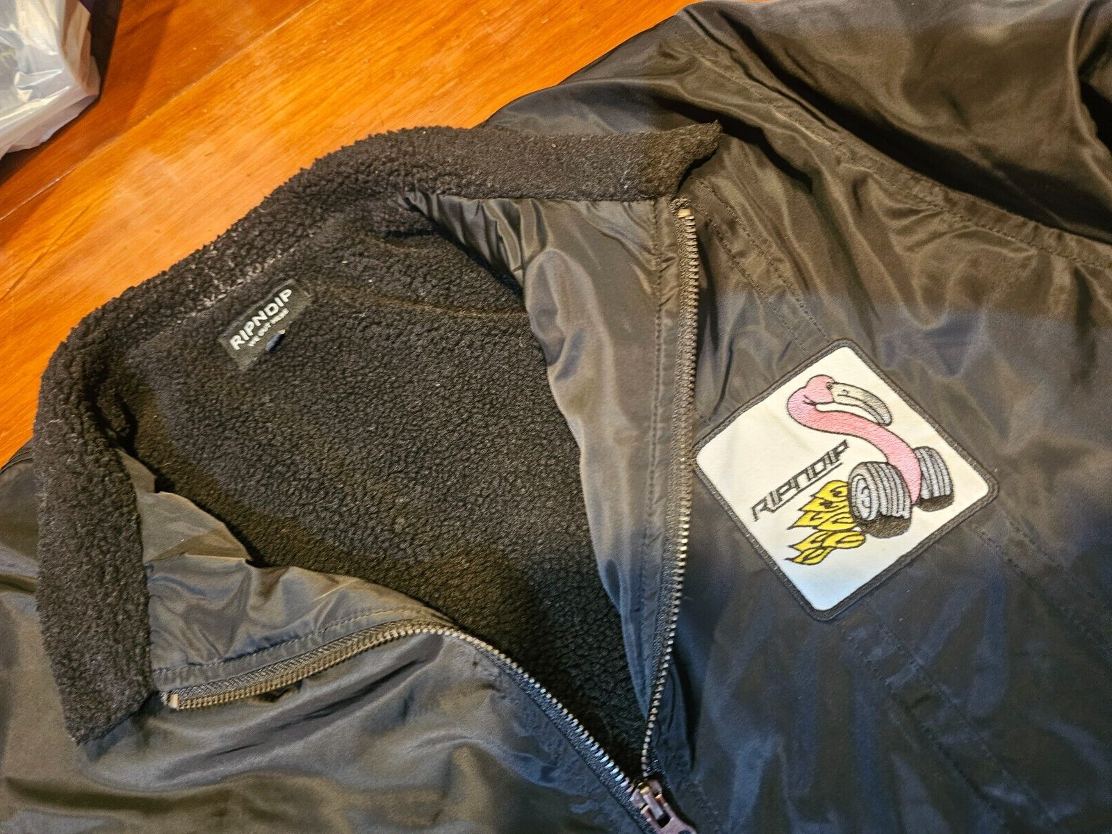 Ripndip Black Jacket Size XL with Flamingo Embroidered Patch | eBay