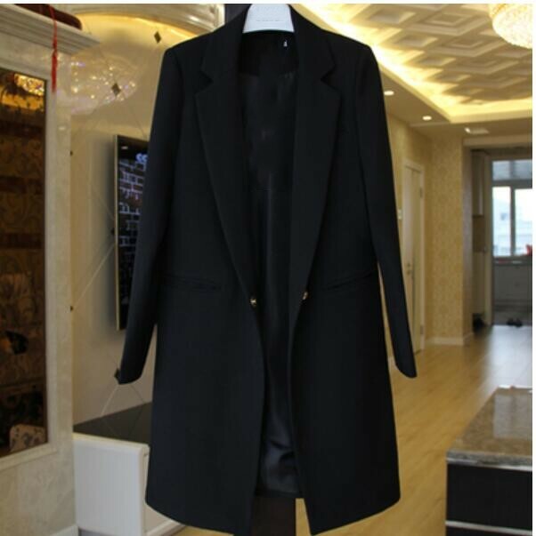 Womens One Button Slim Fit Jacket Blazers Casual OL Chinlon Cotton Mid ...