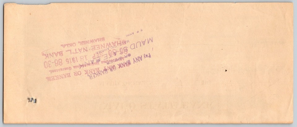 Maud, Oklahoma 1915 $10 Maud State Bank Check - Scarce | eBay