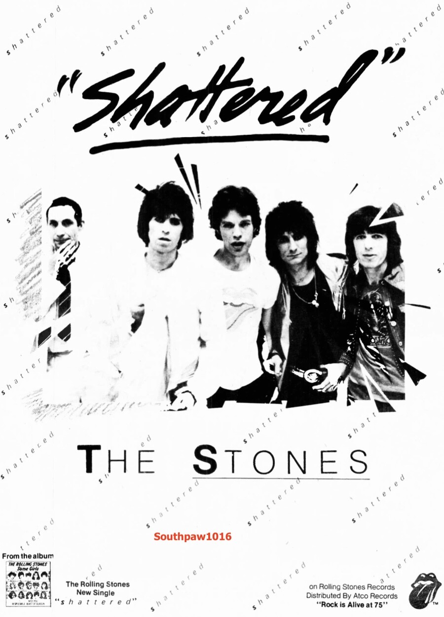 1978 Rolling Stones "Shattered" Song Release Music Industry Reprint ...