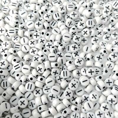 BULK 7MM White Flat Round Acrylic Mathematical Sign Symbol Beads | eBay