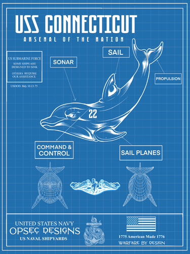 USS Connecticut SSN-22 18 x 24 Inch USN US Navy Dolphin Military Poster ...