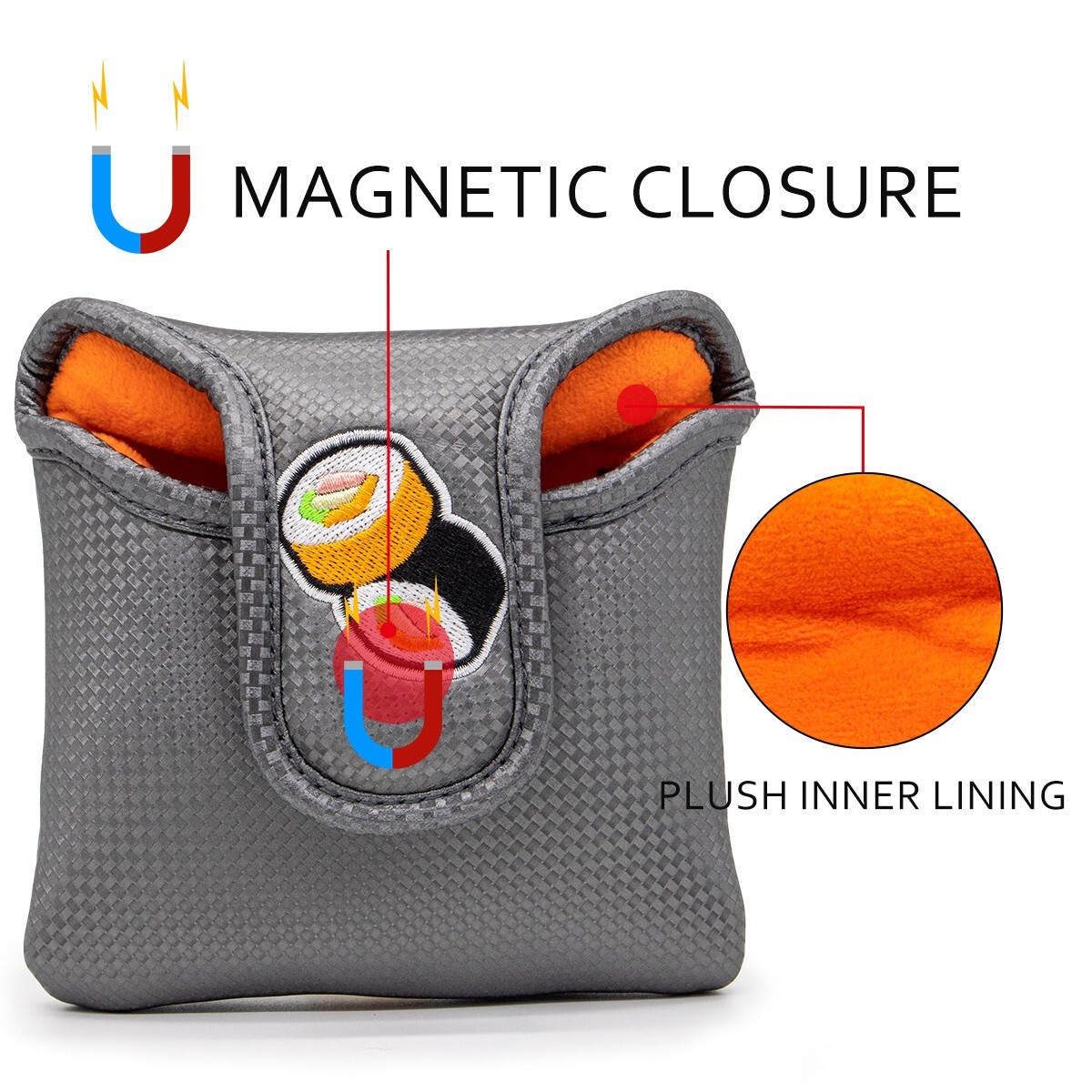 New Square Mallet Premium Golf Putter Headcover Magnetic Putter Club ...