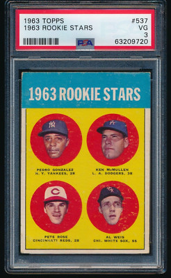 1963 Topps Rookie Stars #537 Pete Rose Rookie Card Cincinnati Reds PSA ...