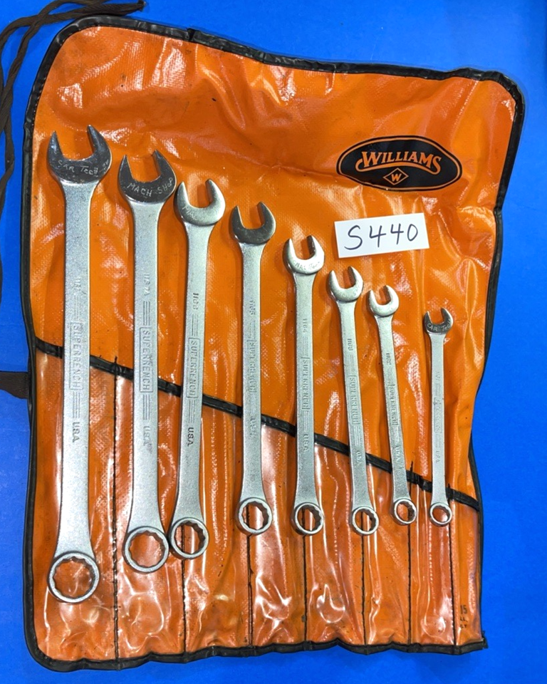 WILLIAMS TOOLS VINTAGE 8 PIECE SAE SUPERRENCH COMBO WRENCH SET IN KIT ...