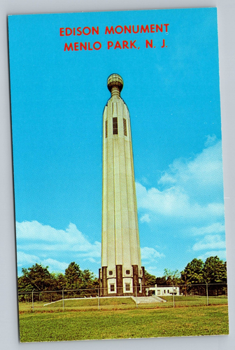 The Edison monument Menlo Park New Jersey NJ Vintage Postcard | eBay