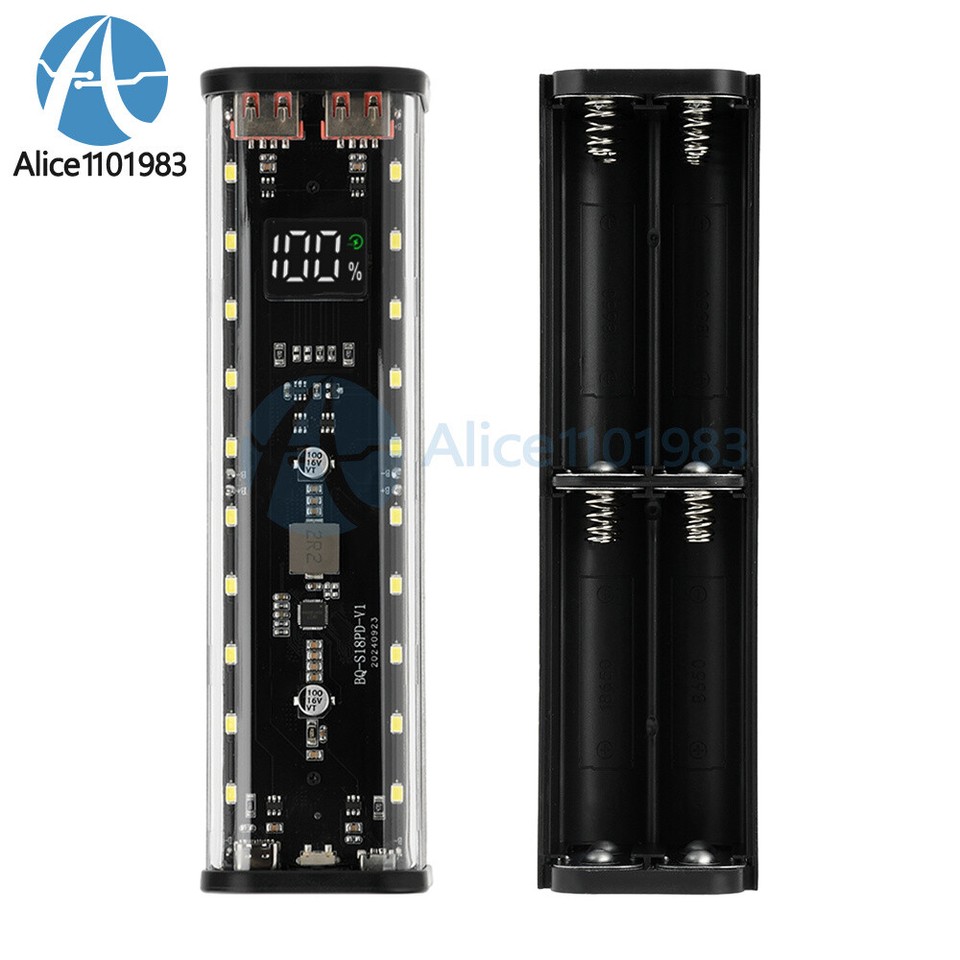 Transparent 8x18650 Battery Box DIY Kit Fast Charging Mobile Power Bank ...