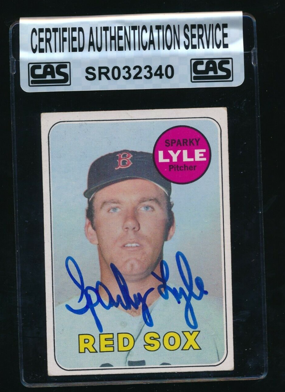 1969 TOPPS #311 SPARKY LYLE RC signed autograph CAS authentic centered ...