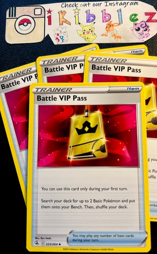 4x Battle VIP Pass 225/264 NM Fusion Strike Pokémon Cards. Free Tracked ...