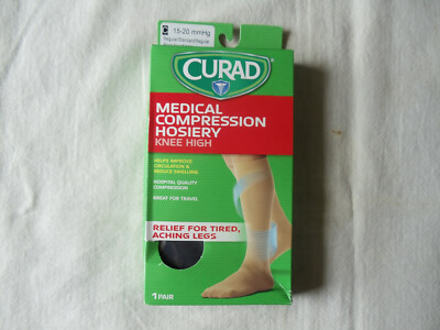 NEW-Size C-CURAD MEDICAL COMPRESSION HOSIERY KNEE HIGH SOCKS-BLACK 15 ...