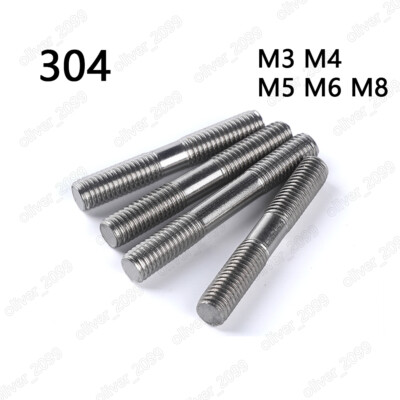 M3 M4 M5 M6 M8 304 Stainless Steel Double End Studs Rods Clamping Type ...